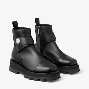 JIMMY CHOO Meena Leather Flat Boots - Black