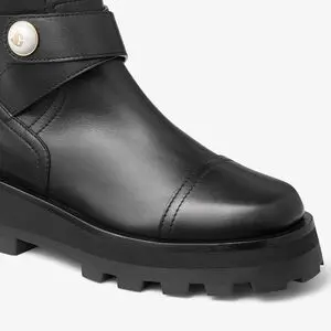 JIMMY CHOO Meena Leather Flat Boots - Black