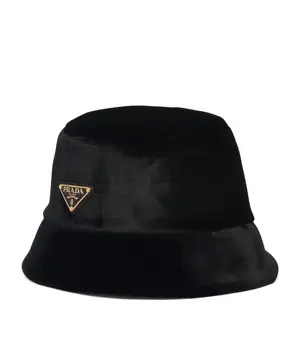 Prada Velvet Bucket Hat - Black
