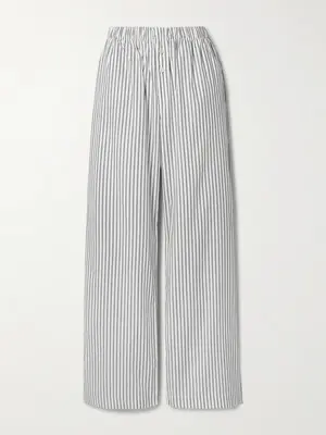 Eterne Striped Cotton-poplin Wide-leg Pants
