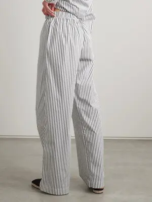 Eterne Striped Cotton-poplin Wide-leg Pants