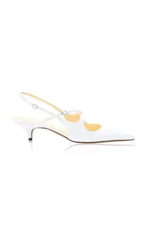 Proenza Schouler Slash Crossover Slingback Leather Pumps White