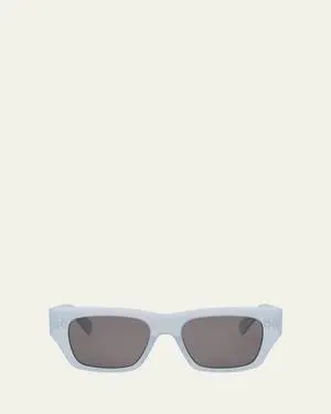 Celine Bold 3 Dots Square Sunglasses - Shiny Light Blue Smoke