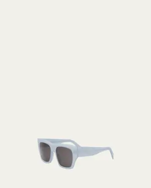 Celine Bold 3 Dots Square Sunglasses - Shiny Light Blue Smoke