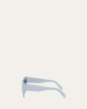 Celine Bold 3 Dots Square Sunglasses - Shiny Light Blue Smoke