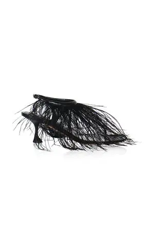 Proenza Schouler Feather-embellished Leather Thong Sandals - Black