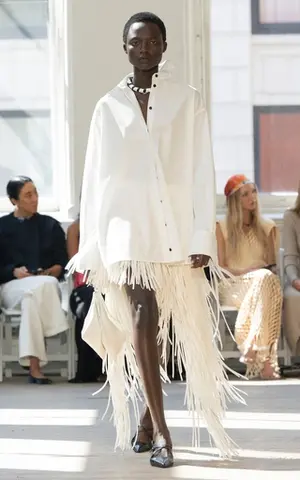 Proenza Schouler Phia Fringed Leather Silk Skirt