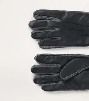 BOSS Leather Gloves With Wool Trim