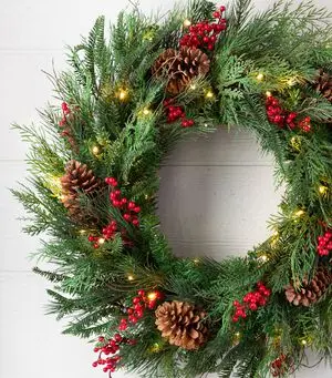 BALSAM HILL Outdoor Red Berry Wreath