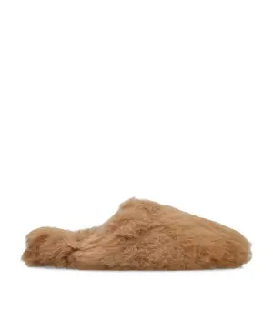 YVES SALOMON Merino Fur Slippers - Beige