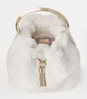JIMMY CHOO Faux Fur Bon Bon Top-handle Bag