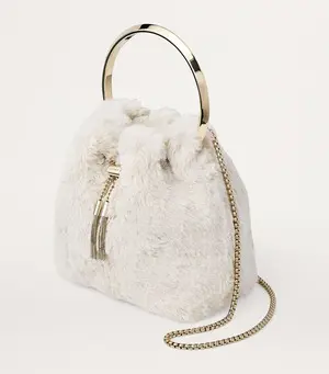 JIMMY CHOO Faux Fur Bon Bon Top-handle Bag