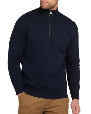 Barbour Cotton Half Zip Knitted Jumper - Navy