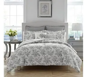 Laura Ashley Annalise Grey Full Queen Comforter Sham Bonus Set - One-color