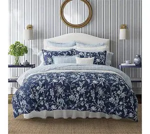 Laura Ashley Branch Toile Blue Full Queen Comfo Rter Sham Bonus - One-color