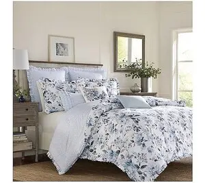 Laura Ashley Chloe Blue Full Queen Comforter Sham Set - One-color