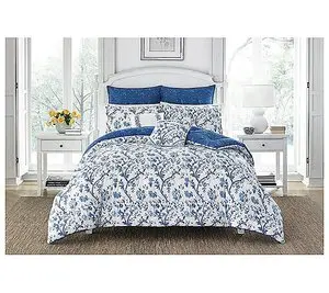 Laura Ashley Elise Navy Full Queen Comforter Bo Us Set