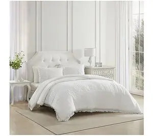 Laura Ashley Eyelet Ruffle Microfiber White Twi Comforter Sha