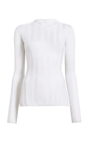 Khaite Cosette Ribbed-Knit Top White