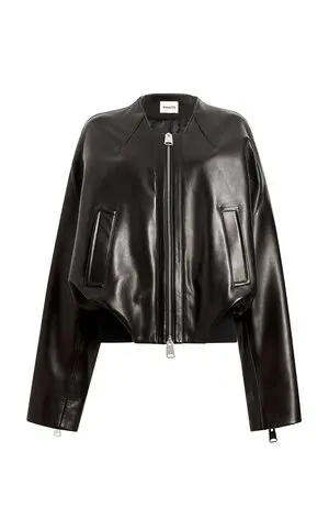 Khaite Hewit Leather Bomber Jacket - Black