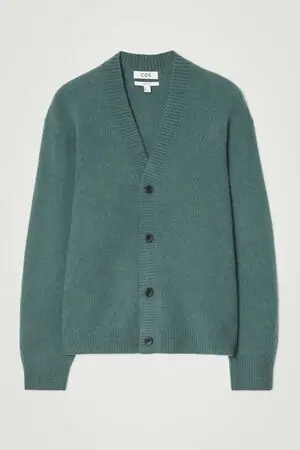 Cos Brushed Wool Blend Cardigan - Turquoise