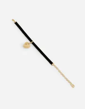 Dolce & Gabbana Velvet Ribbon Necklace With Dg Logo Heart