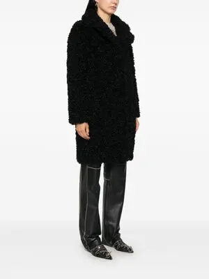 STAND STUDIO Camille Faux Shearling Coat - Black