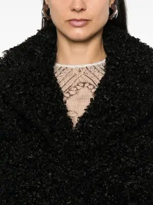 STAND STUDIO Camille Faux Shearling Coat - Black