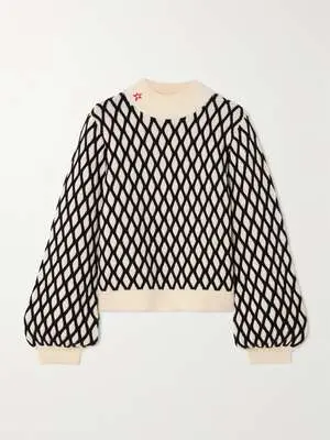 Perfect Moment Carving Air Wool And Cashmere-blend Jacquard Sweater - Cream