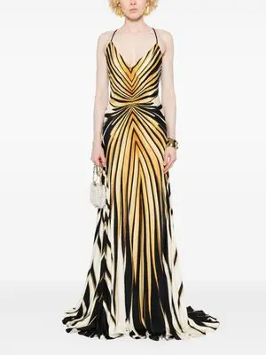Roberto Cavalli Ray Of Gold-print Maxi Dress