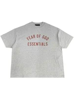 Fear Of God Mélange Effect Cotton T-shirt With Appliqué Logo - Grey