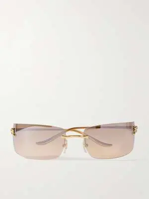 Cartier Panthère De Rectangle-frame Rimless Sunglasses - Gold
