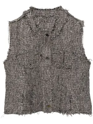 JNBY Jacquard Collarless Cropped Vest