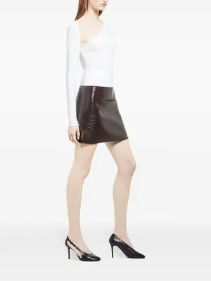 COURREGES Oblique Vinyl Mini Skirt - Brown