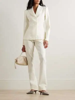 Acne Studios Satin-trimmed Wool-blend Twill Blazer - White