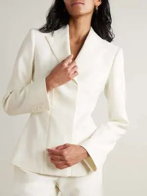 Acne Studios Satin-trimmed Wool-blend Twill Blazer - White