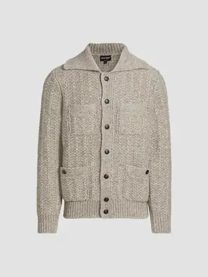 Giorgio Armani Knit Button-front Jacket Cardigan - Tan