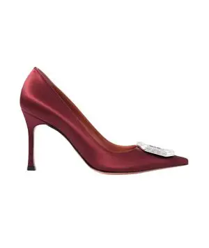 Amina Muaddi Camelia Crystal-embellished Pumps - Burgundy