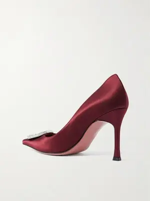 Amina Muaddi Camelia Crystal-embellished Pumps - Burgundy