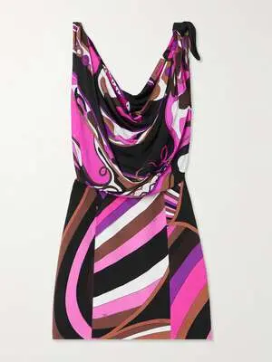 Emilio Pucci Knotted Draped Printed Mini Dress