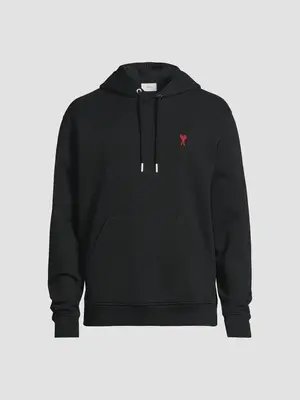 AMI Paris De Coeur Cotton Hoodie - Black