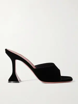 Amina Muaddi Lupita Velvet Mules - Black