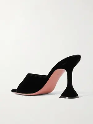 Amina Muaddi Lupita Velvet Mules - Black