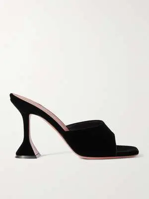 Amina Muaddi Lupita Velvet Mules - Black