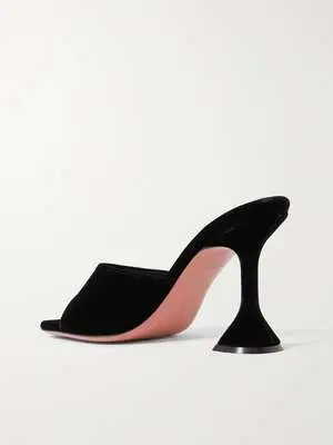 Amina Muaddi Lupita Velvet Mules - Black