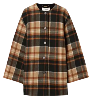 Chloé Checked Wool And Silk-blend Coat