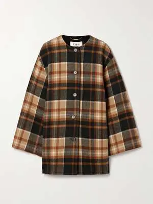Chloé Checked Wool And Silk-blend Coat