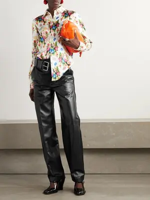 Loewe Belted Leather Straight-leg Pants