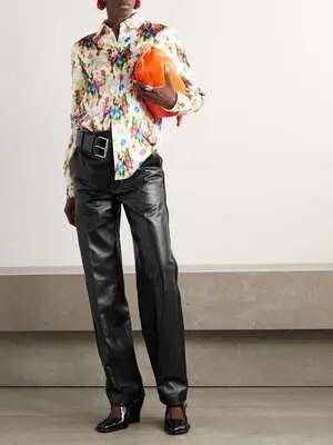 Loewe Belted Leather Straight-leg Pants