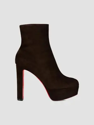 CHRISTIAN LOUBOUTIN Loo Booty Veau Velours 130mm Booties - Cafe